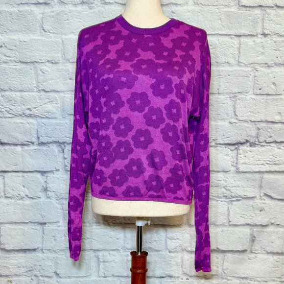 John + Jenn | Sweaters | Anthropologie John Jenn Purple Floral Sweater ...